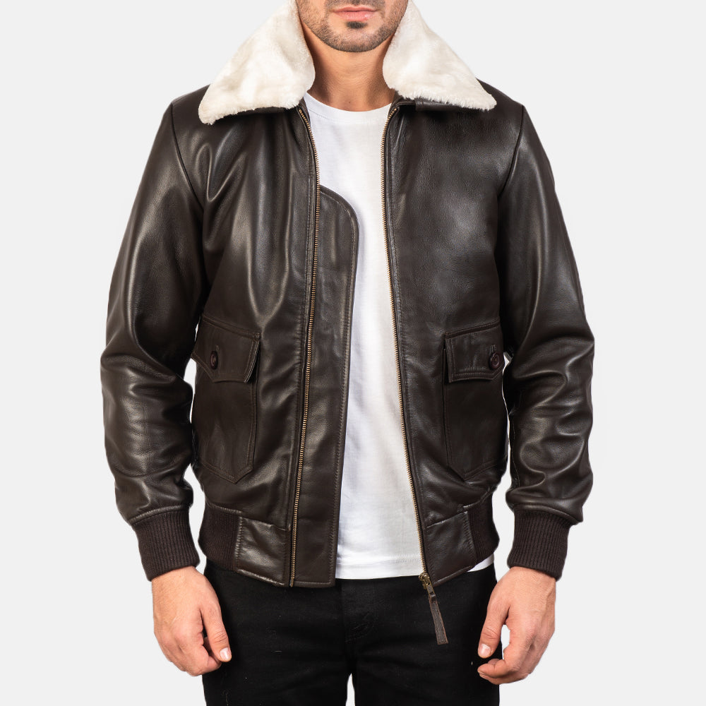 Men's Airin G-1 Brown Leather Bomber Jacket – The Jacket Maker